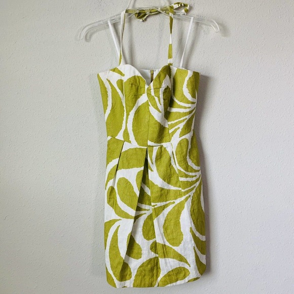 Milly | Dresses | Milly Green White Jacquard Halter Dress | Poshmark
